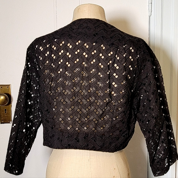 Vintage | Jackets & Coats | Vintage Unmarked Black Eyelet Jacketshrug ...